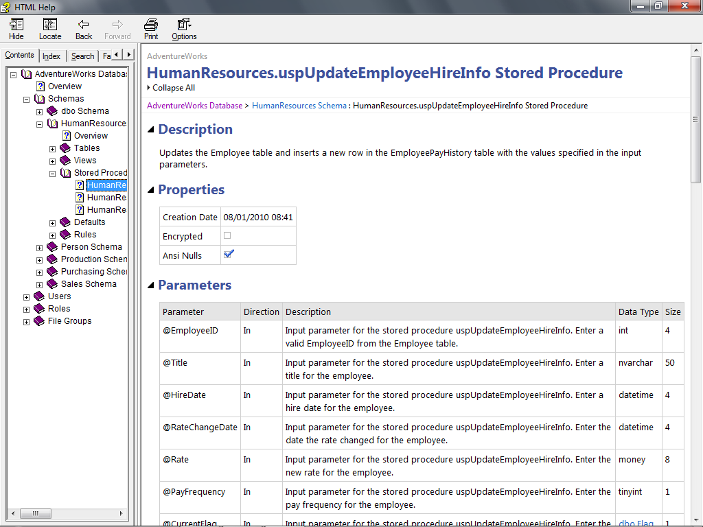 Database Documentation Samples