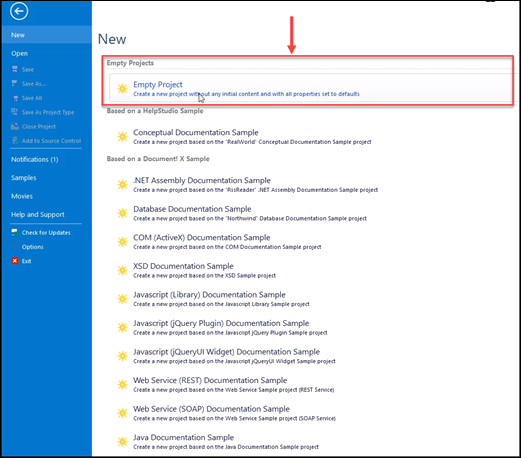 Creating a New Empty Project