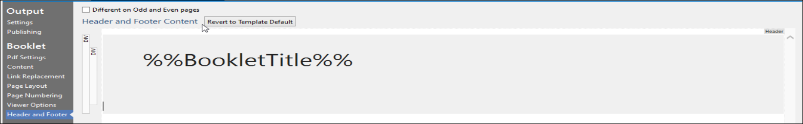 Customizing Header and Footer for Booklet